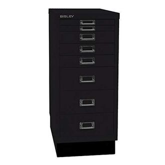 Bisley MultiDrawer, 29er Serie mit Sockel, DIN A4, 8 Schubladen, Metall, 633 Schwarz, 38 x 27.9 x 67 cm
