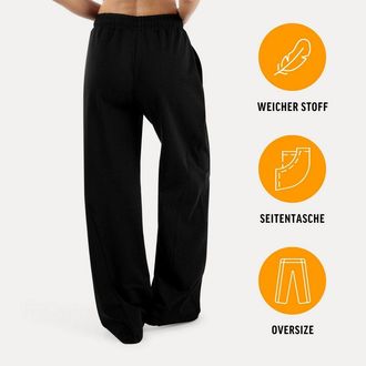Smilodox Jogginghose Ylena, Sweatpants Damen, Loose Fit, Wide Leg mit Tunnelzug, Sport Elastischer Bund, Kordelzug, weites Bein, Logo, Gym & Homewear