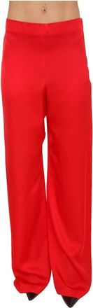 Blugirl Femme, Pantalons, Rouge, Taille: 42 FR Pantalon large en satin coupe droite