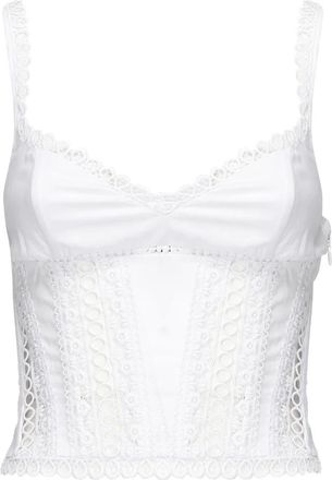 Charo Ruiz Ibiza Femme, Tops, Blanc, Taille: 40 FR Haut Blanc Floral en Guipure