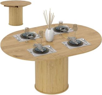HOMCOM Table &agrave; manger extensible - HOMCOM - pour 6 &agrave; 8 personnes - MDF - 110-150 x 75 cm - effet bois naturel