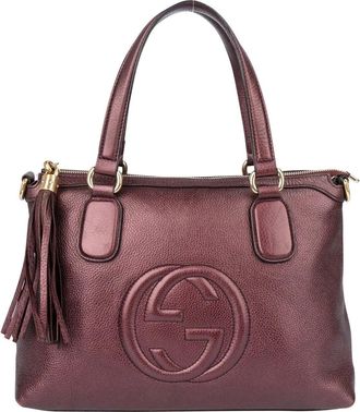 Gucci Crossbody Bags - Gucci Metallic Leather GG Soho Handbag - Gr. unisize - in Rot - f&uuml;r Damen
