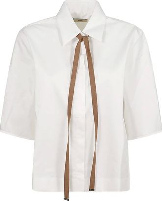 Herno Femme, Blouses et Chemises, Blanc, Taille: 44 FR Chemise Popeline avec D&eacute;tail Gros-Grain