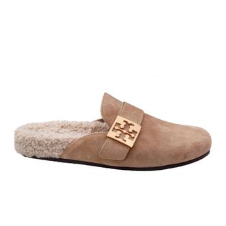 Tory Burch Shearling Beige Mules Metallic Riemen Details - - Shoes - Damen - Beige - 39 EU