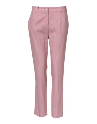 Dolce & Gabbana Womens Pink Wool Mid Waist Tapered Pants Virgin Elastane