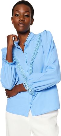 Trendyol Trendyol Womens Damen Gerade Lange &Auml;rmel Regul&auml;r Hemd Shirt, Blue, 36