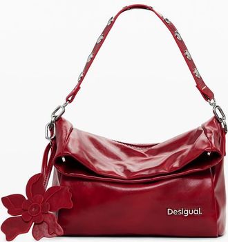 Desigual Gl&auml;nzende, mittelgro&szlig;e Tasche in Rot mit Umschlagklappe