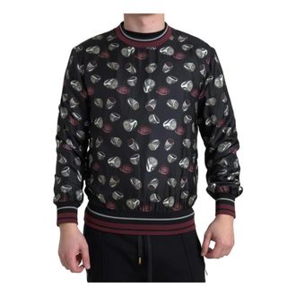 Dolce & Gabbana Seiden Crewneck Pullover mit Ringdruck - - Sweatshirts & Hoodies - Herren - Schwarzk - L