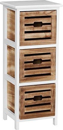 Premier Housewares Kommode Portsmouth, Holz, Weiß/Natur 3 Schubladen braun, MDF, Paulownia Holz, 27x30x75