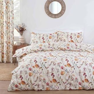 Prestigious Textiles Sundour Grove Bettbezug-Set mit atemberaubendem Blumen- und Schmetterlings-Design, Mehrfarbig auf nat&uuml;rlichem Hintergrund, Kingsize-Bett, Grove