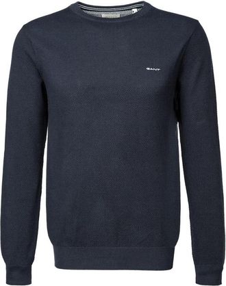 GANT Herren Pullover blau Baumwolle unifarben