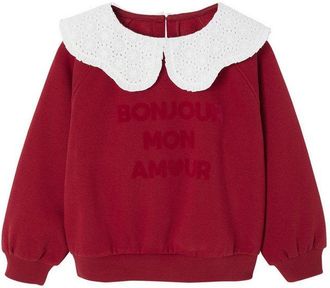 Vertbaudet Sweatjacke Mädchen Sweatshirt mit besticktem Kragen