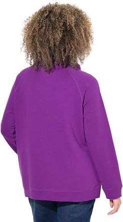 Ulla Popken Femme Grandes Tailles Sweat-Shirt à col Montant et Manches Longues, Poches, Flocon de Neige Violet foncé 46+ 824386835-46+