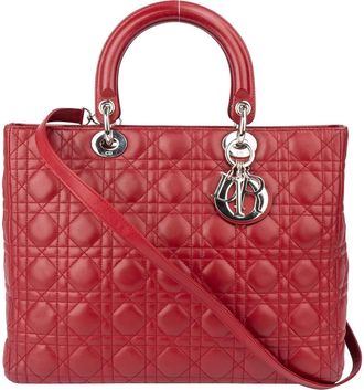Dior Crossbody Bags - Christian Dior Quilted Leather Lady Diana Handbag - Gr. unisize - in Rot - f&uuml;r Damen