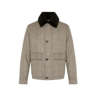 Yves Salomon Veste - - Jackets - Herren - Braun - S