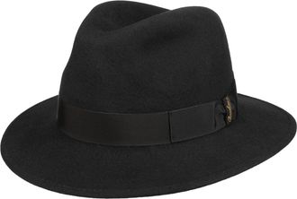 Borsalino Piemonte Traveller Wollhut Wollfilzhut Filzhut Damen/Herren - Made in Italy mit Ripsband, Ripsband Winter Herbst-Winter - 56 cm schwarz
