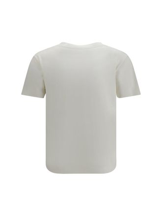 Saint Laurent Womens Monochromatic Logo T-Shirt Naturel Cotton; Modal T-Shirts And Polos