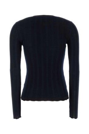 Prada Ribbed Virgin Wool Sweater - Navy