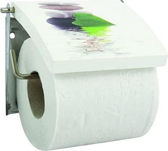 MSV Toilettenpapierhalter, MDF (Mitteldichte Holzfaserplatte), Edelstahl rostfrei, Silber