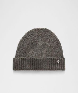 lululemon Ribbed Merino Wool Beanie in Heathered Olive Brown Multi