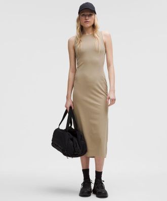 lululemon All Aligned geripptes Midi-Kleid für Frauen - Größe 10 in Sheer Oak