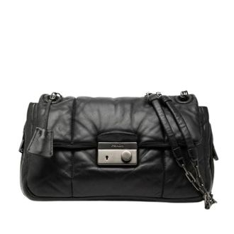 Prada Pre-owned Sac bandouli&egrave;re cha&icirc;ne en cuir Nappa Bomber - Femme - Pre-owned - Noir - Taille: ONE Size