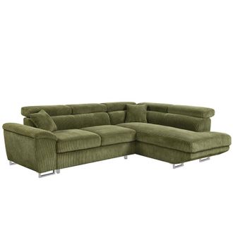 Best Mobilier Bestmobilier - Baoji - canap&eacute; dangle droit 5 places convertible avec t&ecirc;ti&egrave;res et coffre en velours c&ocirc;tel&eacute;