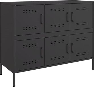 vidaXL Sideboard Schwarz 100,5x39x79 cm Stahl Vidaxl