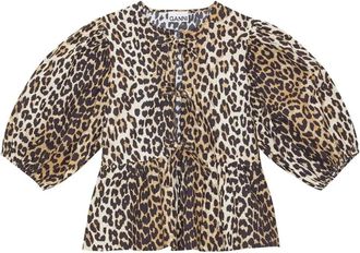 Ganni Femme, Blouses et Chemises, Multicolore, Taille: 40 FR Blouse P&eacute;plum Imprim&eacute;e en Popeline de Coton