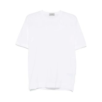John Smedley Homme, Tops, Blanc, Taille: 2XL T-shirt Blanc Col Rond Manches Courtes
