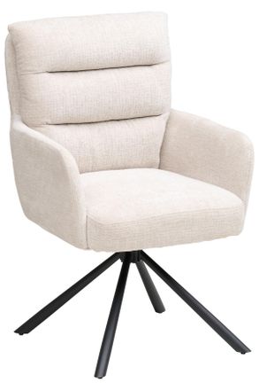 MID.YOU Mid.you Armlehnstuhl, Schwarz, Beige, Metall, Textil, Rundrohr, 57x95x65 cm, Sitzfl&auml;che 180&deg; drehbar, Esszimmer, St&uuml;hle, Esszimmerst&uuml;hle, Armlehnenst&uuml;