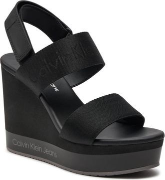 Calvin Klein Jeans Damen Sandalen mit Plateau, Schwarz (Black), 40