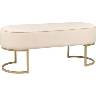 Beliani Banquette en Velours Cr&egrave;me Uni sur Pieds Dor&eacute;s Rembourrage en Mousse Milry