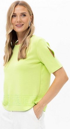 Passioni Kurzarmshirt in Limettengelb mit Glitzersteinen Glitzersteine