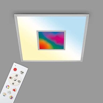 Telefunken LED Panel RGB, LED Deckenleuchte CCT, Deckenlampe RGB Centerlight, Regenbogeneffekt, Fernbedienung, Dimmbar, Silberfarbig, 595x595x65 mm, 319804TF
