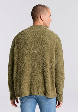 HUGO BOSS Strickpullover Sanou Rundhalsausschnitt, relaxed fit, Boucl&eacute;-Strick