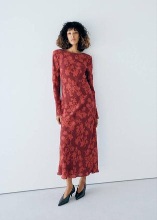 Mango Blumenmuster-Kleid mit langen &Auml;rmeln rot - Damen - XS - MANGO