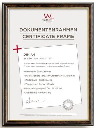 Walther Design Walther Design Cadre Photo Walther Design Noyer 21 x 29,7 cm (DIN A4) avec Bord intérieur doré, Cadre Design Smell JD130N