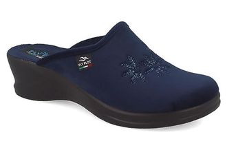 FLY FLOT | Trendy Woman, Chaussons femme avec fleurs, pantoufle avec empeigne en velours, semelle int&eacute;rieure en microfibre anti-choc, bleu, 36, bleu, 36 EU