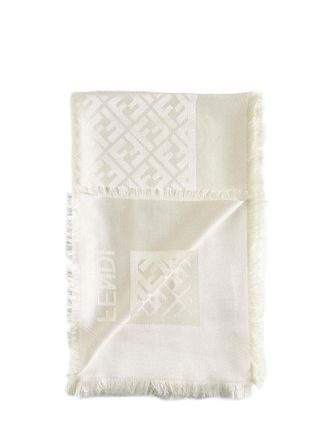 Fendi Womens Shawl Organic Silk Ivory Scarf Scarfs