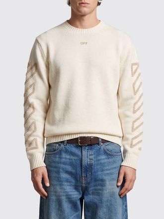 Off-white Wollmisch-Pullover mit Rundhalsausschnitt, Arrow-Logo und Diag-Motiv