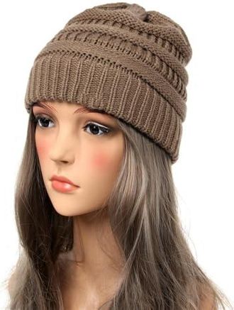 Generic Bonnet Femme Hiver Bonnet Femme Chapeau Femme Hiver Confortable Classique - Bonnet Tricot Uni &Eacute;pais et Doux Femme Hiver, Chaud et Polyvalent, Parfait 