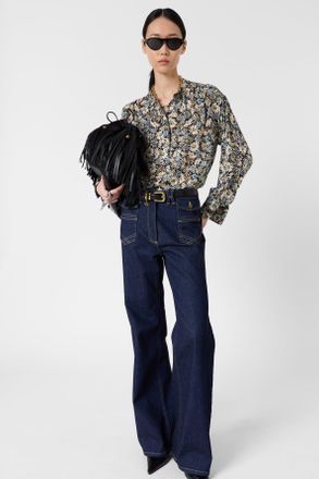 Gerard Darel Blouse fluide &agrave; fleurs - CLYMENE - Turquoise