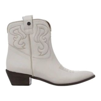 Gisèl moirè Femme, Chaussures, Blanc, Taille: 41 EU Bottes de Cowboy en Cuir Blanc
