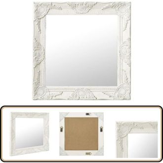 vidaXL Vidaxl - Miroir mural style baroque 50x50 cm Blanc - Miroir Mural - Miroir Baroque - Miroir Décoration - Miroir Salle De Bain - Miroir Vintage