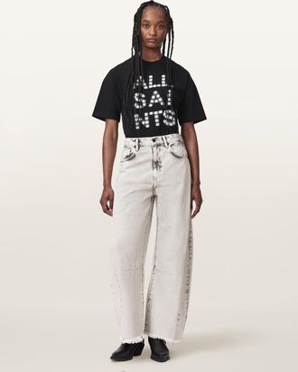 AllSaints Payton - Cropped-Jeans in verblichenem Grau