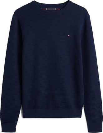 Tommy Hilfiger Homme, Pulls, Bleu, Taille: L Pull Ras du Cou Structur&eacute; de Saison