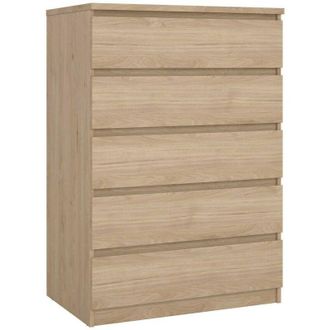 Dmora Kommode Georgette, Mehrzweckkommode, Schlafzimmerkommode, Schrank mit Schubladen, 77x50 h111 cm, Eiche - Dmora