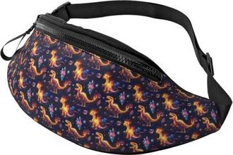 Generic Imprim&eacute; Dinosaure Flamme Sacs Banane Unisexe Sac &Agrave; Bandouli&egrave;re R&eacute;glable Fanny Pack Pour Course &Agrave; Pied Festival Voyages 14X35Cm