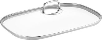 Schulte Ufer 1991-36 Glasdeckel Green Life zu Aluminium-Bräter/-Fischpfanne 36 x 25 cm, Glas, Edelstahloptik, klar, 36